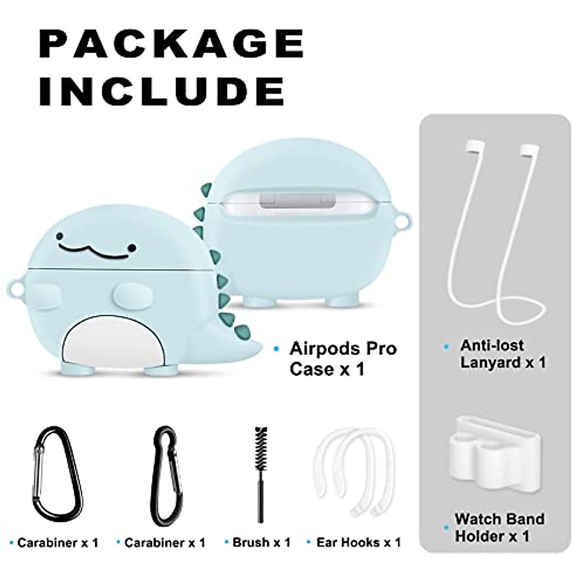 MOLOVA Airpod Pro Case,Silicone Cover Cases for Airpods Pro with 3D Funny Cute Cool Kawaii Design for Man Kids Teens Boys Girls,Shockproof Protective Case Compatible with Wireless Charging(Dragon)