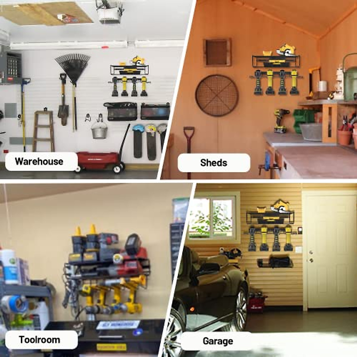 MY RUSTIC Power Tool Organizer Wall Mount and Drill Holder Wall Mount, Cordless Drill Tool Organizer, Garage Tool Holder Wall Mount for Handheld Power Tools Heavy Duty Floating Tool Shelf-1-Pack