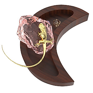 Wood Moon Tray Crystal Holder, Nuadem 6" x 3" Walnut Wood Crystal Display Tray, Crystal Crescent Moon Tray,Crystal Stone Holder - Crescent Crystal Tray for Essential Oil Jewelry Halloween Decor