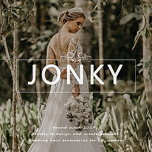 JONKY Crystal Bride Wedding Hair Comb Gold Rhinestone Hair Pieces Bridal Hair Accessories for Women(Pack of 2)