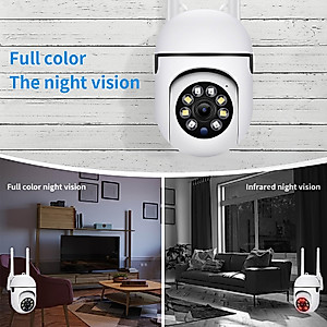 MORESEC Outdoor Security Cameras, Wireless WiFi Light Bulb 1080P Dome Surveillance Cameras 360° View Full-Color Night Vision 2.4GHz WiFi Cameras for Home Security, Easy Installation #ZZ