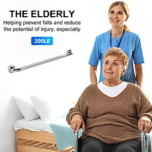 supregear Bathroom Grab Bar Rail, 304 Stainless Steel Non-Slip Bathroom Handle, Safety Handle, Indoor/Outdoor Auxiliary Handle for Kitchen Bedroom Bathtub, Shower and Steps, 24 inch