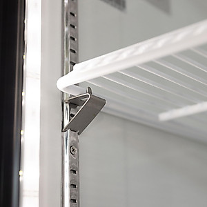 PEAKCOLD Commercial Upright Display Cooler - Merchandiser Refrigerator with Three Glass Doors and LED Lighting, 57.5 Cu Ft Capacity, Adjustable Shelves, Perfect for Restaurants, Cafes, and Bars