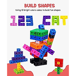 GAMENOTE Math Cubes Manipulatives with Activity Cards - Number Counting Blocks Toys Snap Linking Cube Math Counters for Kids Kindergarten Learning Activities