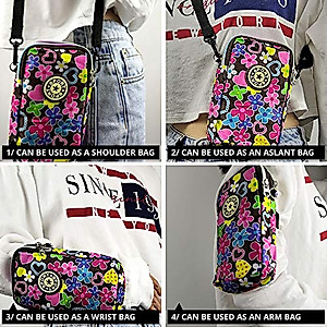 Running Walking Armband Bag for Women - Small Cross Body Cellphone Purse Pouch Wallet Holder for iPhone 6 6S 7 8 Plus X XR XS 11 12 13 Pro Max Android Samsung HuaWei Yoga Biking/Little Flowers