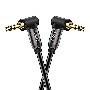 J&D AUX Cable, 15ft Stereo Aux Cord, 90 Degree Right Angle 1/8 AUX Cord Copper Shell 3.5mm Stereo Audio Auxiliary Cable for Phone Tablet MP3 Player and All Other Devices