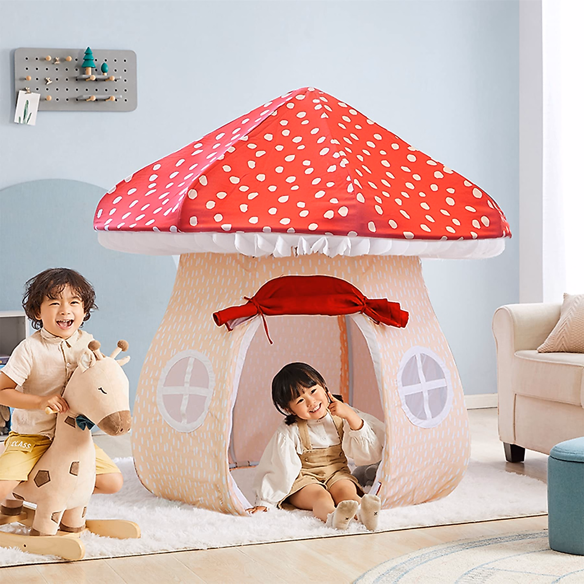 Asweets Mushroom Tent Kids Playhouse Tent – Boys and Girls Play Fort with Exquisite Design for Imaginative Indoor/Outdoor Play Tent