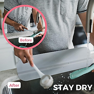 Dreamroo Silicone Sink Splash Guard and Edge Protector - suction cup base for kitchen, bathroom and island sinks (Light Gray)