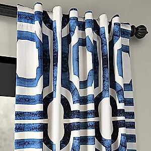 HPD Half Price Drapes Printed Cotton Curtains For Living Room 50 X 108 (1 Panel), PRTW-D23B-108, Mecca Blue