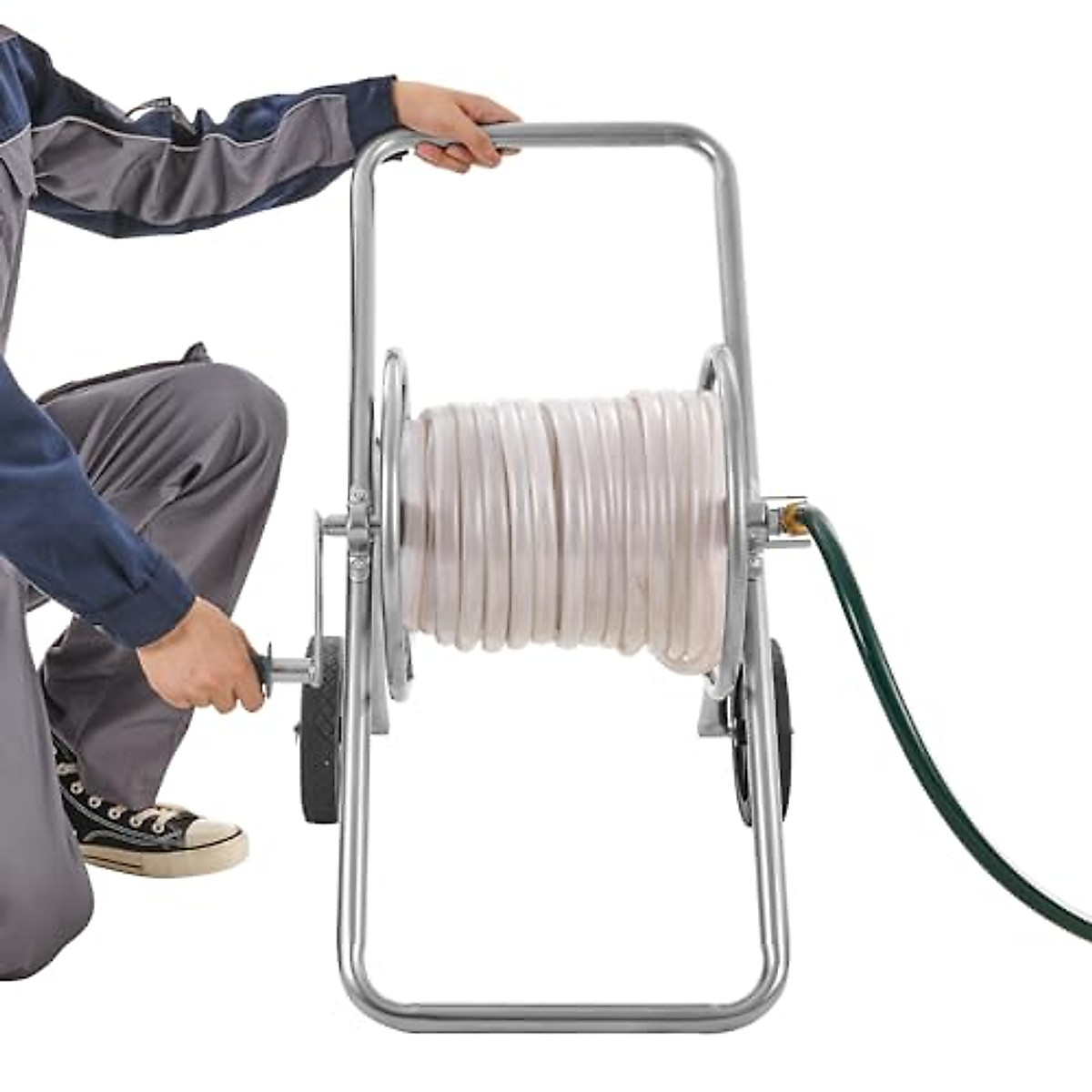 VEVOR Hose Reel Cart - Mobile Heavy Duty Steel Garden Tool Cart with Wheels, Holds up to 175 ft of 5/8'' Hose