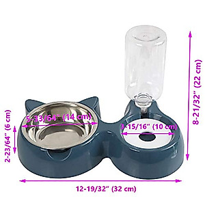 Double Bowl Water and Food Cat Feeder - Stainless Steel Bowl and Automatic Water Dispenser Bottle for Cats and Dogs