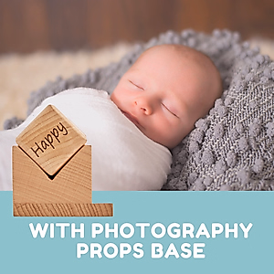 Lanttoe Baby Milestone Blocks Set of 6,with Newborn Photography Props Base,Baby Monthly Milestone Blocks，Baby Photo Props for Photoshoots,Natural Wooden Photo Props Set,Baby Gifts for Baby Shower