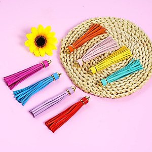 HOVEOX 20 Pieces 3.9 inch Faux Leather Tassel Bulk Keychain Tassels Artificial Leather Tassels for Craft Making