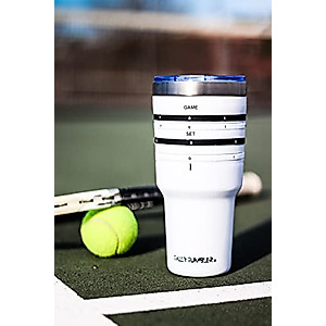 Tally Tumbler Tennis, Stainless Steel Cup Holder, 30 oz Leak Proof Lid, Double Wall Insulation, Tennis Tumbler with Score Keeping Counter used to Track Game Score & Set Score, for Two Teams