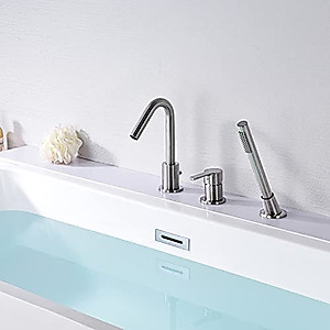 SUMERAIN Roman Tub Faucet Brushed Nickel Bathtub Faucet Set with Handheld Shower Sprayer