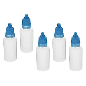Bettomshin 50Pcs 20ml PE Plastic Squeezable Eye Liquid Dropper Bottles Thin Mouth Lab Reagent Bottle Liquid Sample Seal Sample Storage Translucent Bottle with Blue Cap