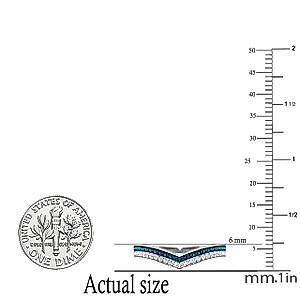 Dazzlingrock Collection 0.25 Carat (ctw) Round Blue & White Diamond Women Double Row Chevron Wedding Band Enhancer Guard Ring 1/4 CT in 18K White Gold, Size 5