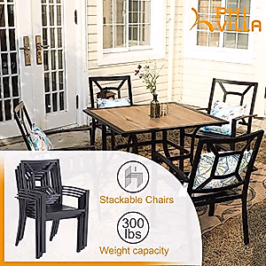 PHI VILLA 300lbs Wrought Iron Outdoor Patio Bistro Chairs with Armrest for Garden,Backyard - 4 Pack
