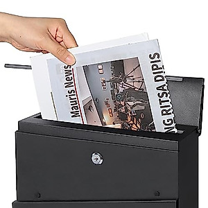 Wall Mounted Mailboxes with Key Lock, Lovndi Large Capacity Drop Mail Locking Box for Outdoor, Lockbox 932 Black Matt