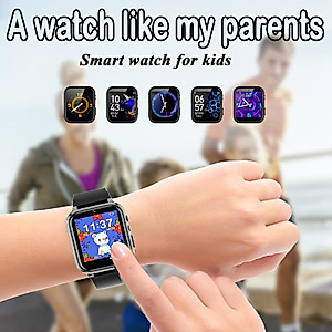 iCHOMKE Smart Watch for Kids, Girls Boys Smartwatch with 26 Games Camera Video Recorder and Player, Pedometer Calendar Flashlight, Audio Book etc.,Toys Gifts for 4-12 Years Children (Black)