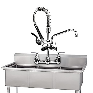 TNROTED 12 Inch Commercial Faucet Swivel Spout Replacement Kit for Commercial Wall Mount Pre Rinse Faucet, 360° Swivel Spout Fits for 2 or 3 Bay Compartment Sinks, Chrome Finish