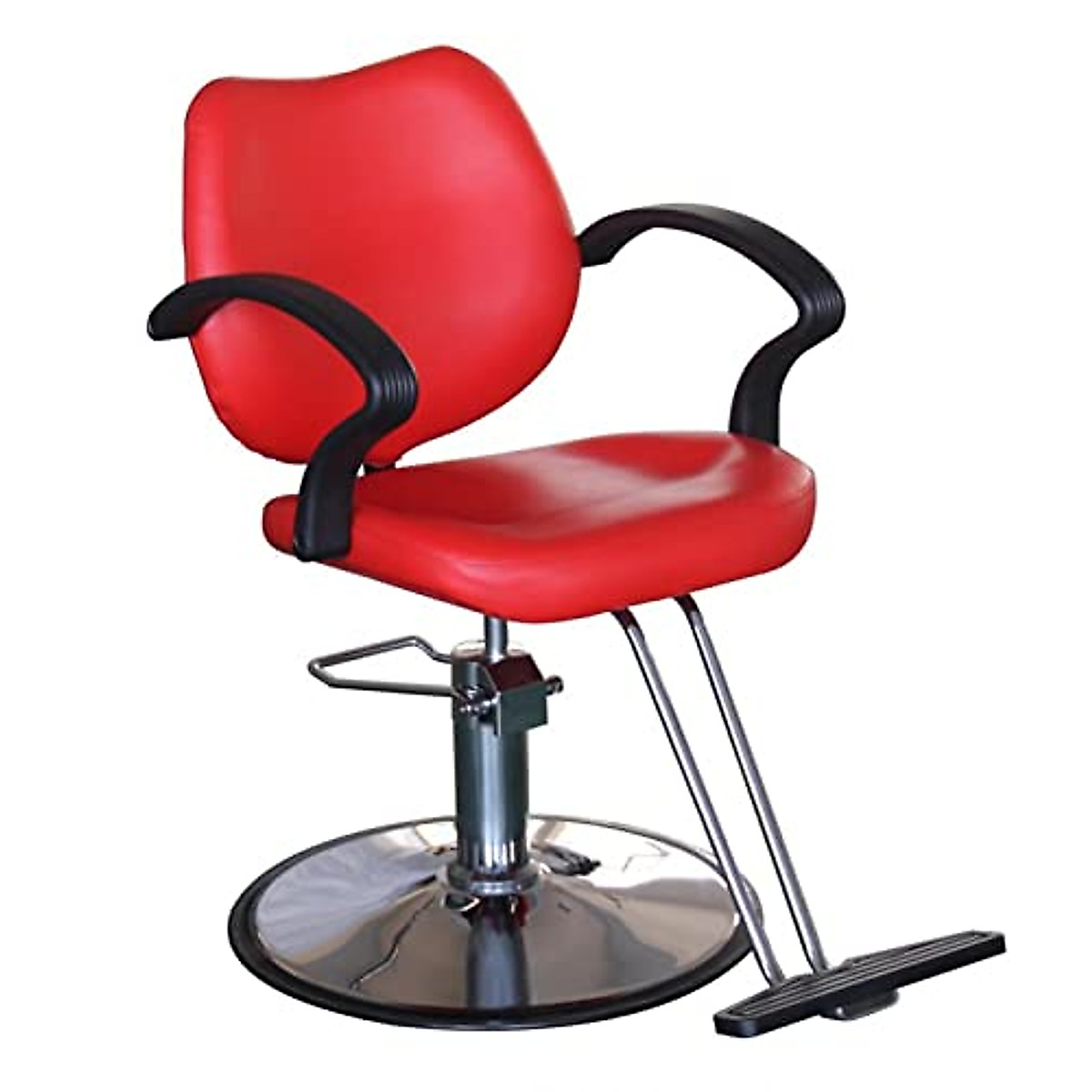 Funnylife Red Round Base Hydraulic Pump Styling Chair Barber Chair Salon Beauty Equipment