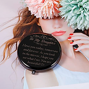 Sophauteem Daughter Gift Compact Mirror from Mom Dad Bride Makeup Mirror for Her Teen Girls Daughter in Law Unique Wedding Birthday Valentines Day Graduation Christmas Mother's Day Stocking Stuffers