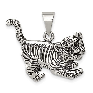 BillyTheTree Jewelry Sterling Silver Antiqued Tiger Pendant