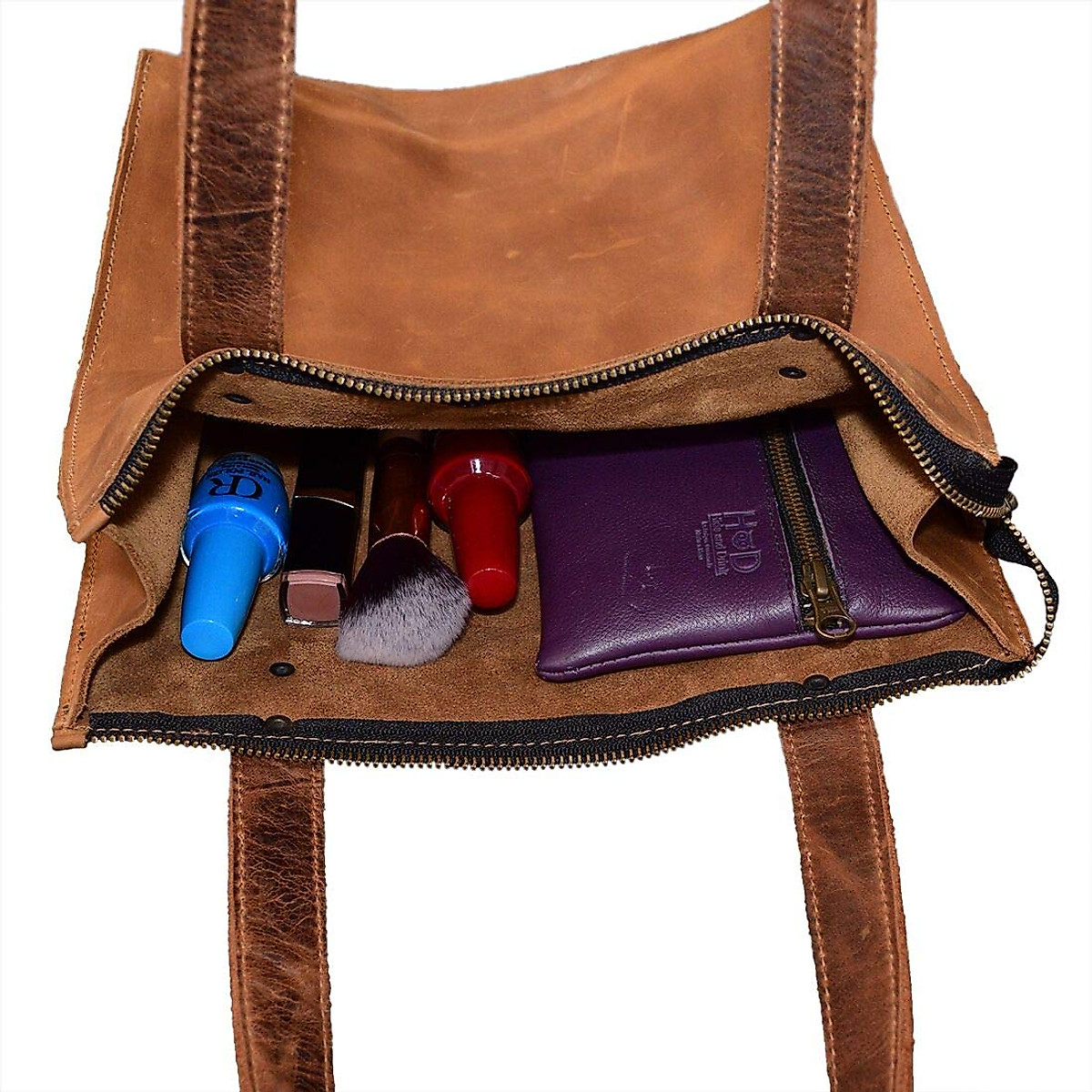 Hide & Drink, Squared Shoulder Bag, Full Grain Leather Handbag, Handmade Purse, Vintage Accessories - Single Malt Mahogany