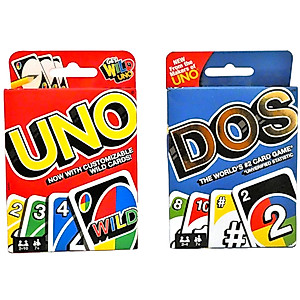 Mattel Uno Card Game Bundled with Dos Card Game, Multicolor