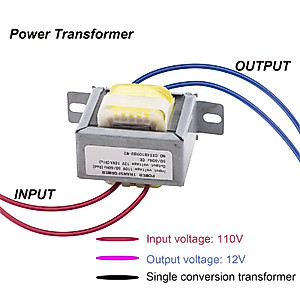 Jingzan 2 Pack Input AC 110V 50/60HZ Output AC 12V 10VA Power Transformer for Synchronous Motor Lighting Power Supplies, Audio Equipment etc. AC/AC Single Phase