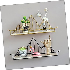 GRIRIW 1pc Creative Iron Art Storage Rack Drink Shelf Wall Small Wire Storage Baskets for Shelves Sundries Organizer Decorative Storage Basket Wall Mounted Shelves Wall Shelves Log Black