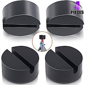 Swpeet 4 Pack Sparta Floor Round Type Jack Pad Adapter for Jack Stand 2-4 ton Universal Rubber Sparta Floor Slotted Frame Rail Pinch Welds Protector