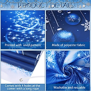 Christmas Decorations Merry Christmas Door Cover Christmas Background Banner Xmas Door Hanging Covers Photo Booth Props for Christmas Party Decorations Supplies, 70.9 x 35.4 Inch (Blue Style)