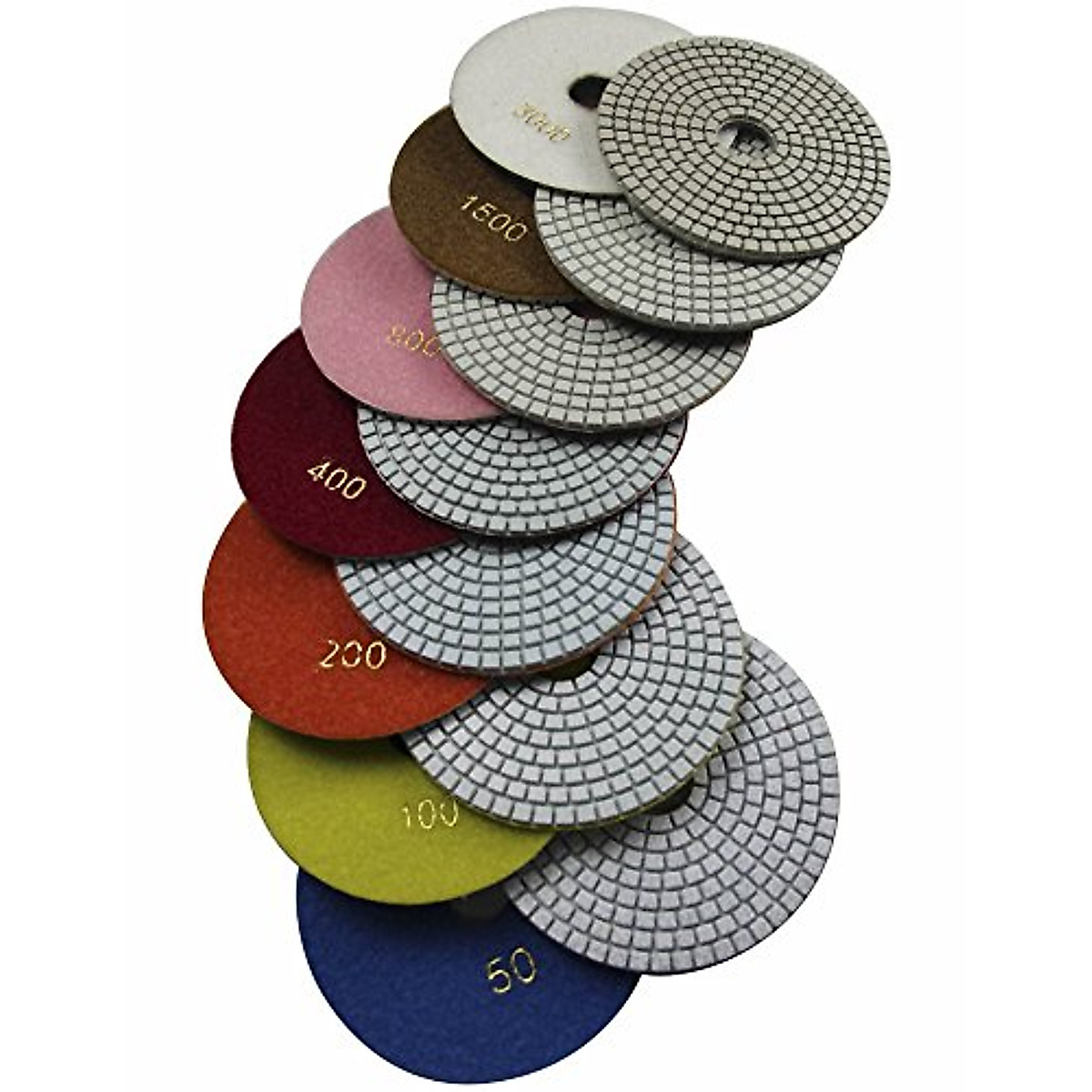 Konfor Wet 6" 7-Step Diamond Polishing Pads Flexible Sanding Tools Discs Buff