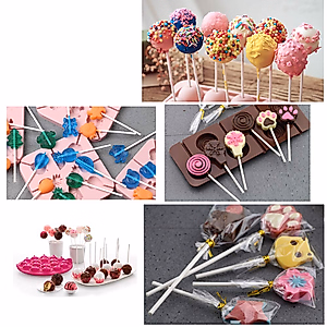 TAIHUIMY,100 Count 6 INCH White Paper Lollipop Sticks,Cake Pop Sticks,Sucker Sticks for Cookies,Rainbow Candy,Chocolate,Cake Topper