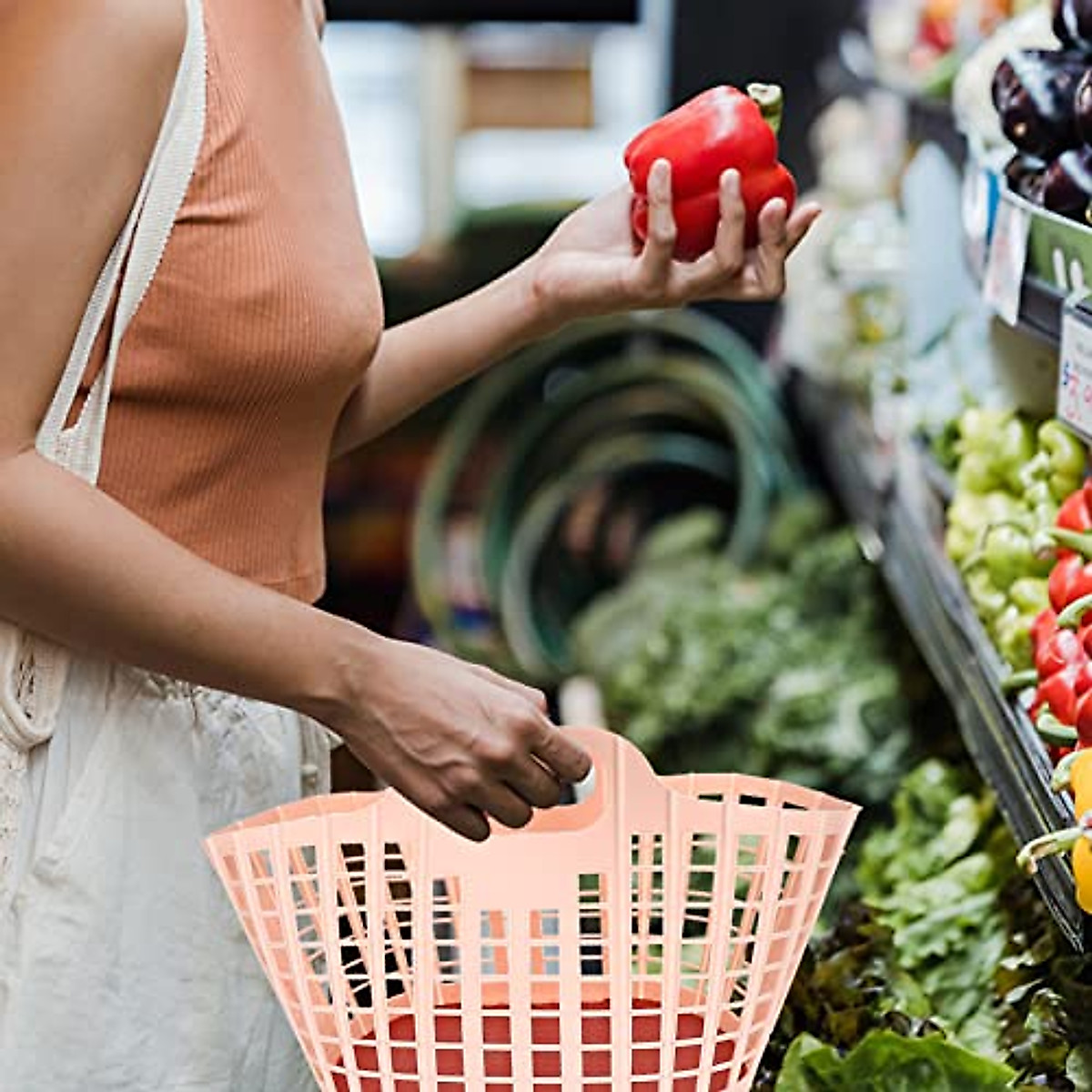 UPKOCH Shower Basket 2pcs Multi- function Shower Basket Collapsible Desktop Plastic Handheld Baskets Shopping Storage with for Laundry Home Foldable Portable Design Grocery Fruits Pink