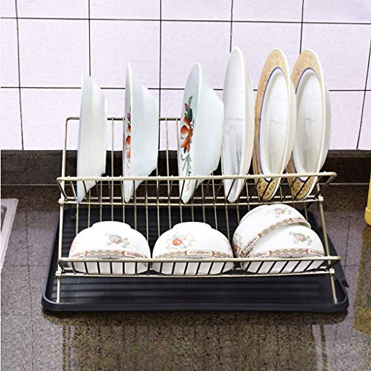 SDGH Folding Dish Rack - Holder Drain Rack Storage Rack Drying Tableware Shelf