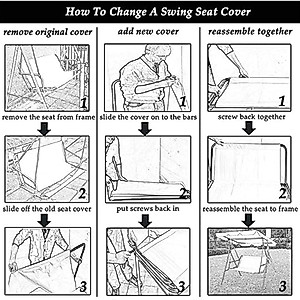 PLUSLEYSC Seat Patio Swing Seat Cover, Waterproof Thickened 900D 2/3 Seat Chair Bench Replacement, General Heavy Duty Swing Seat Cover