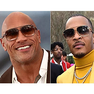 FEISEDY Sunglasses, Fashion Square Pilot Sunglasses, Vintage Metal Gradient Glasses for Men and Women, B4104