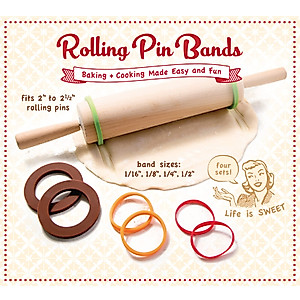 Talisman Designs Silicone Rolling Pin Bands | 8 Piece Set | Ensure Dough Thickness | Baking Accessories | Rolling Pin Rings | Bands for Rolling Pin | Rolling Pin Thickness Rings