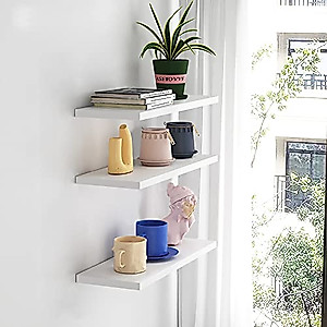 White Floating Shelves Wall Mounted, Decorative Wall Shelf Set of 3 Easy to Install Display Shelves ,Storage Wall Shelves for Bedroom, Living Room, Kitchen, Bathroom, Office and More 19.7''X5.5''