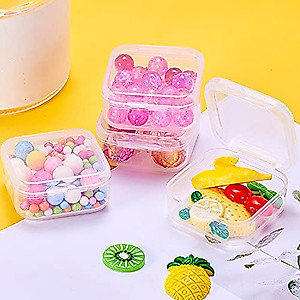 24 Pack Small Clear Plastic Storage Containers with Lids,Beads Storage Box with Hinged Lid for Beads,Earplugs,Pins, Small Items, Crafts, Jewelry, Hardware (2.9x2.9 x1 & 2.1x2.1 x0.8 Inches)