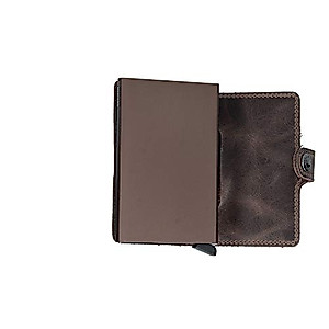 Secrid Mini Wallet, Vintage Chocolate, Genuine Leather with RFID Protection, Holds up to 12 Cards