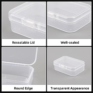KUAIQU Beads Storage Containers,12-Pack Mini Clear Plastic Organizer Box Small Containers Storage Cases with Hinged Lids for Organizing Small Items Jewelry Projects Craft Pieces Safety Pins