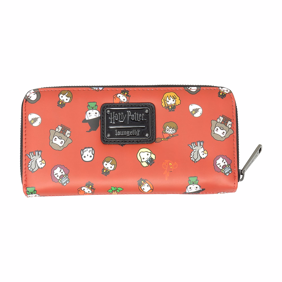 Loungefly Harry Potter Chibi Characters Maroon Allover Print Zip Around Wallet