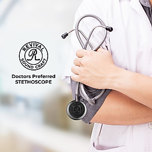 Revival Soundcraft Cardiology Stainless-Steel Dual Head Stethoscope, for Cardiologists, Pulmonologists, Heart and Lung Specialists, Nurses, Medical Students (Black)