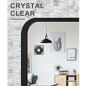 USHOWER 24 x 36 Inch Bathroom Mirror, Matte Black Rectangle Mirror for Wall, Rounded Metal Frame Vanity Mirror