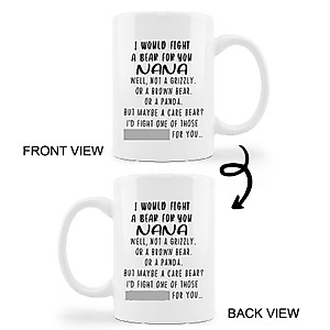 kunlisa Best Nana Mug Cup,I Would Fight a Bear for You Nana Ceramic Mug-11oz Coffee Milk Tea Mug Cup,Grandmother Grandma Nana Birthday Mother's Day Gifts From Grandson Granddaughter Grandkids