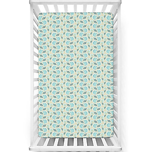 Pastel Themed Fitted Crib Sheet,Standard Crib Mattress Fitted Sheet Ultra Soft Material-Baby Sheet for Boys Girls,28“ x52“,Pale Tan Blue Grey